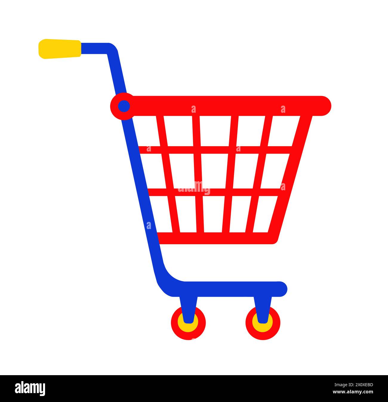 colored grocery carts for shoppers on white isolated background ...