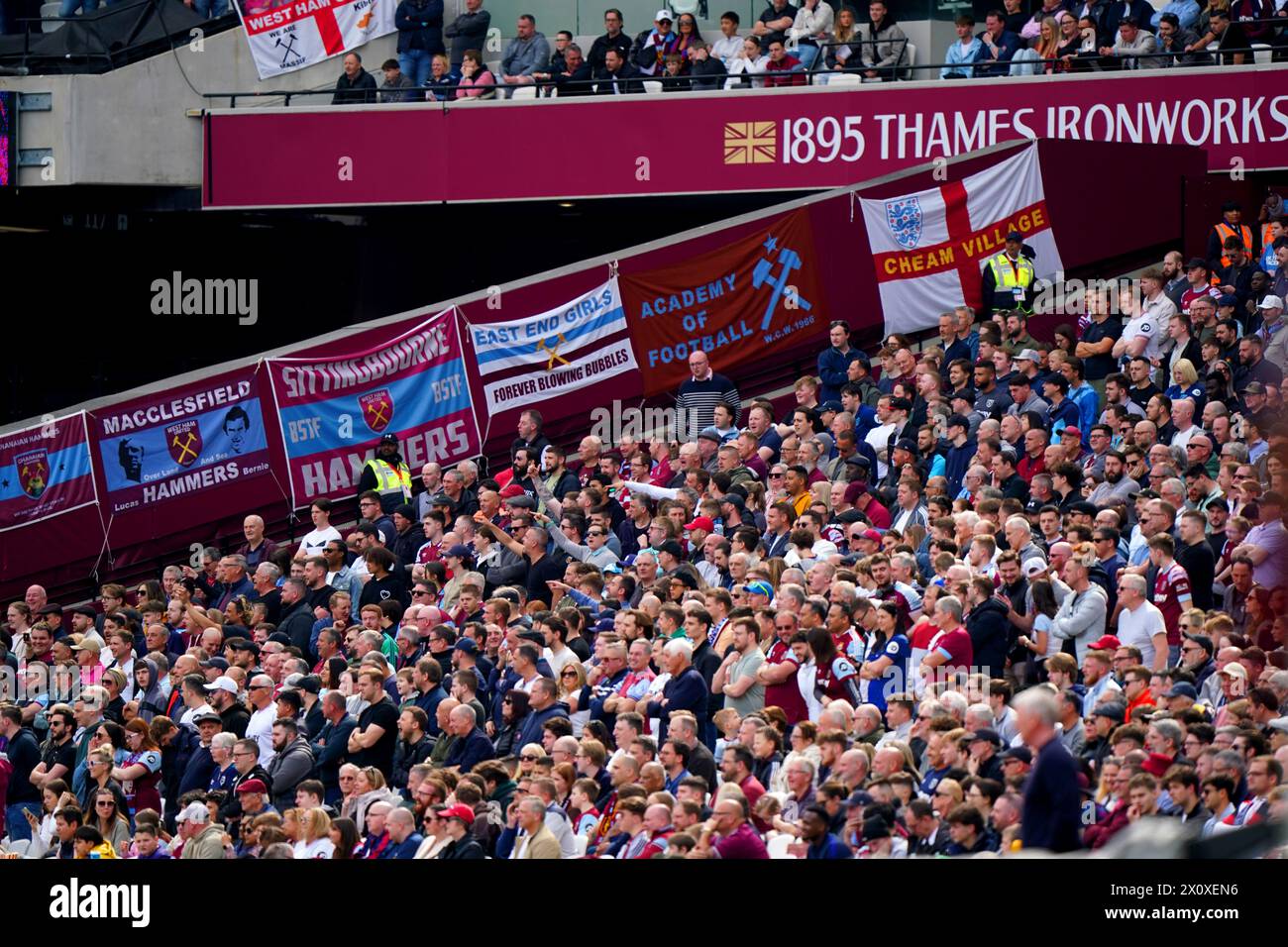 West Ham United fans in the stands during the Premier League match at ...