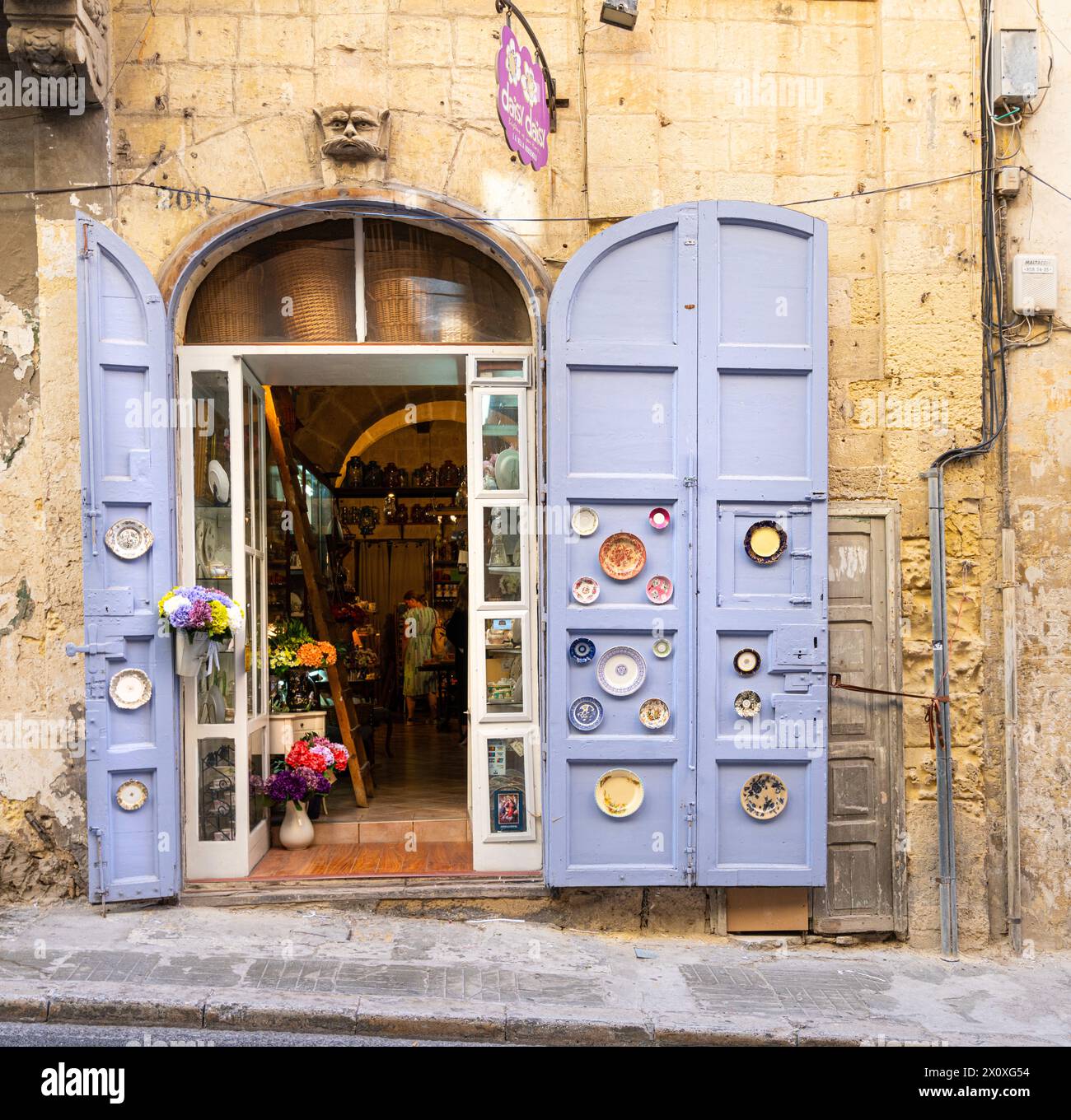 Valletta, Malta, April 03, 2024. view of a typical craft shop in the ...