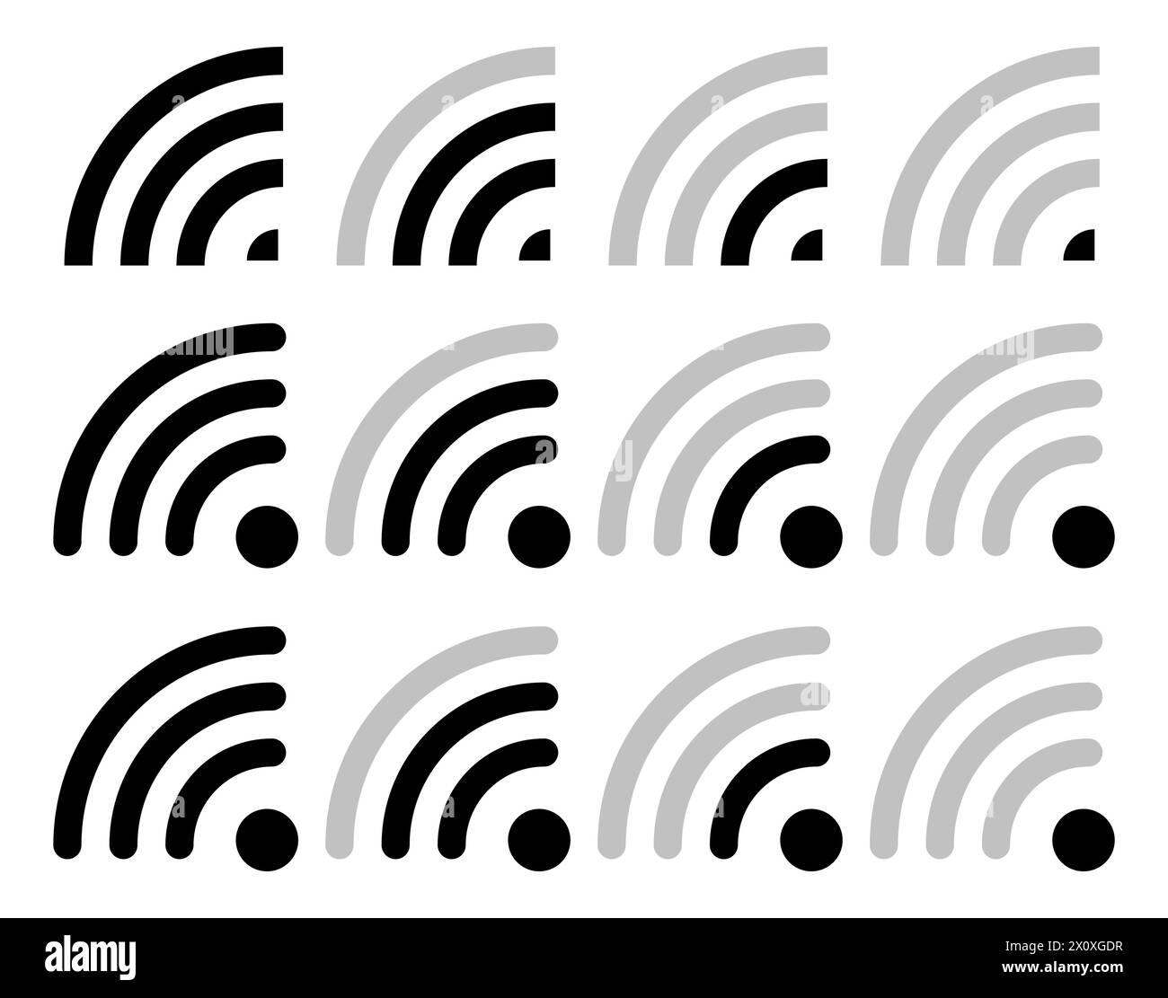 Set of vector Wi-Fi icon for communication, telecommunication ...
