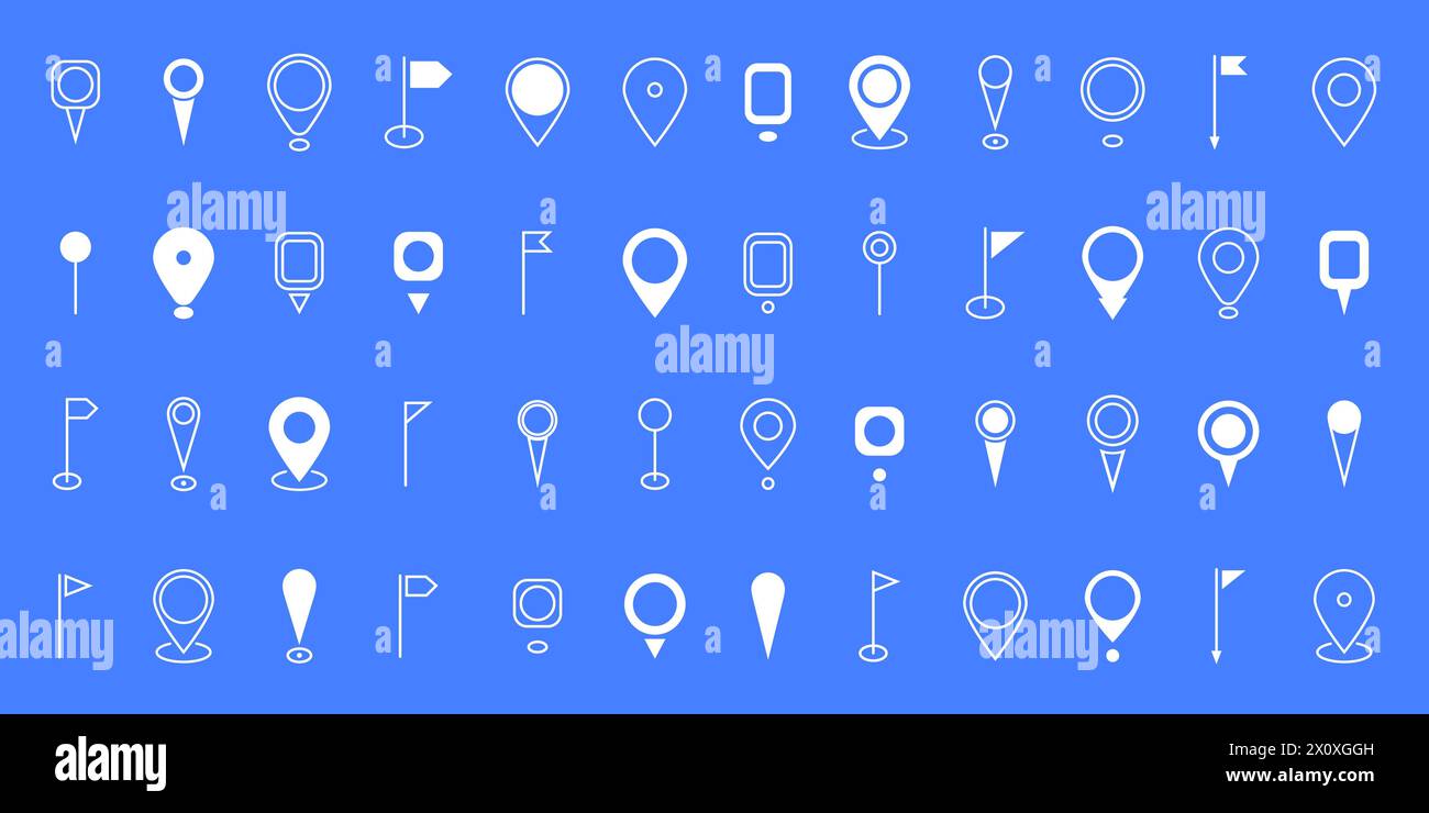 Set white location pin icon. Map pin place marker. Destination symbol, Location icon. Modern Map ...