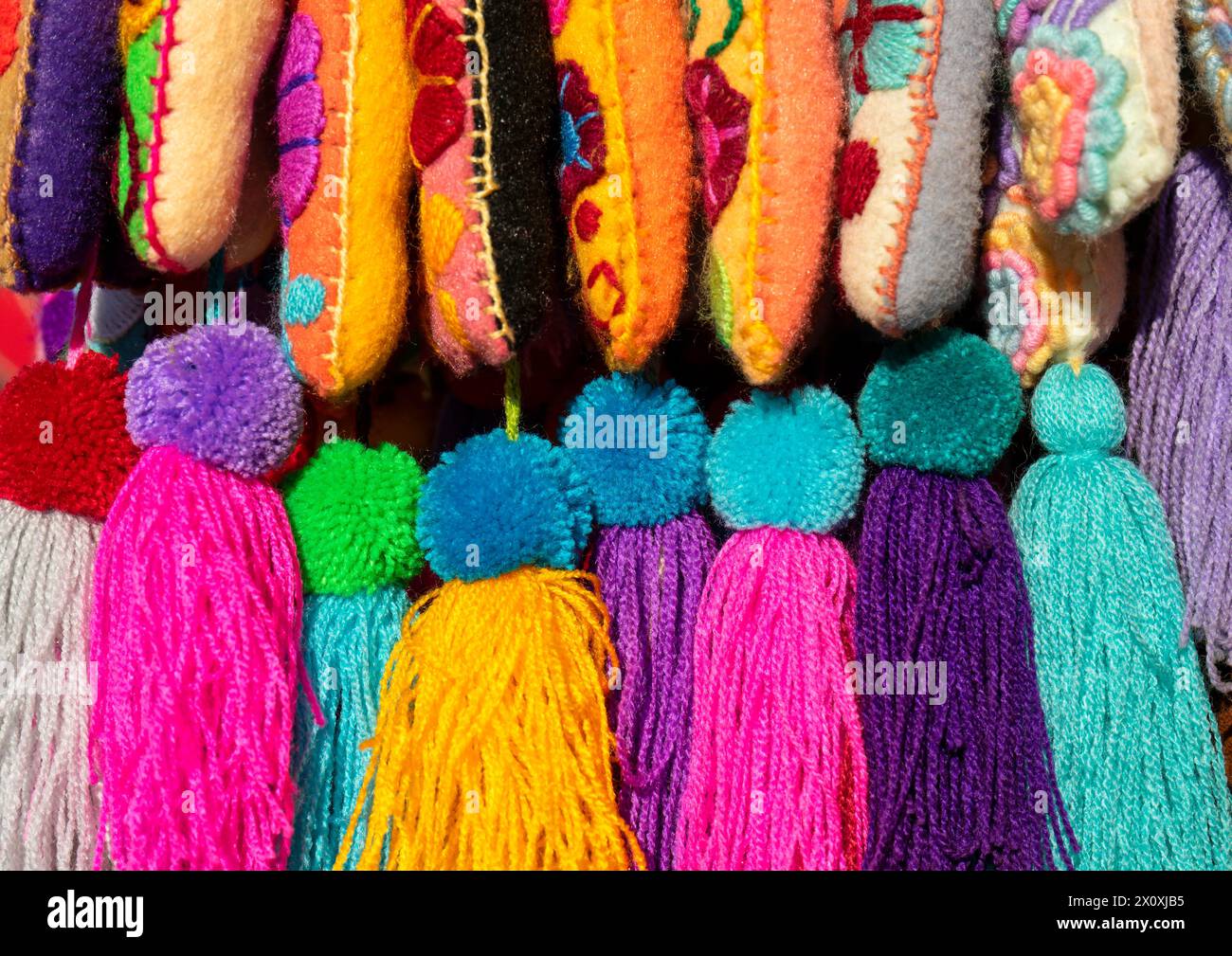 Original Mexican handicrafts in colorful wool with vibrant tassels ...
