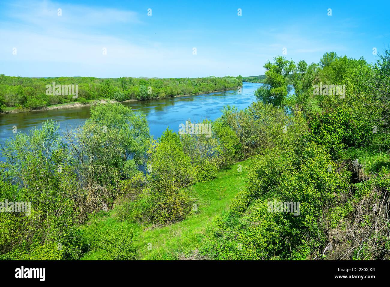 Potamology. The Don River in the middle reaches. Strong river flow and ...
