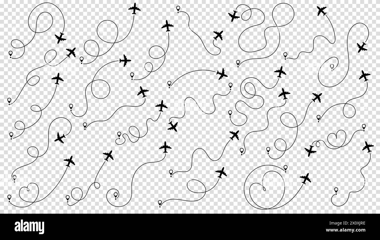 Airplane path transparent Black and White Stock Photos & Images - Alamy