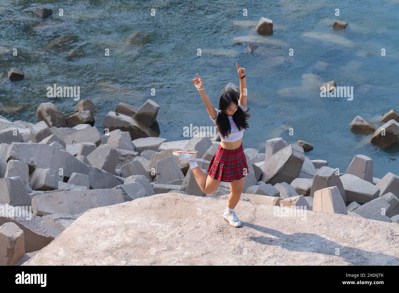 CHONGQING, CHINA - APRIL 13, 2024 - Tourists play on exposed fish nest ...