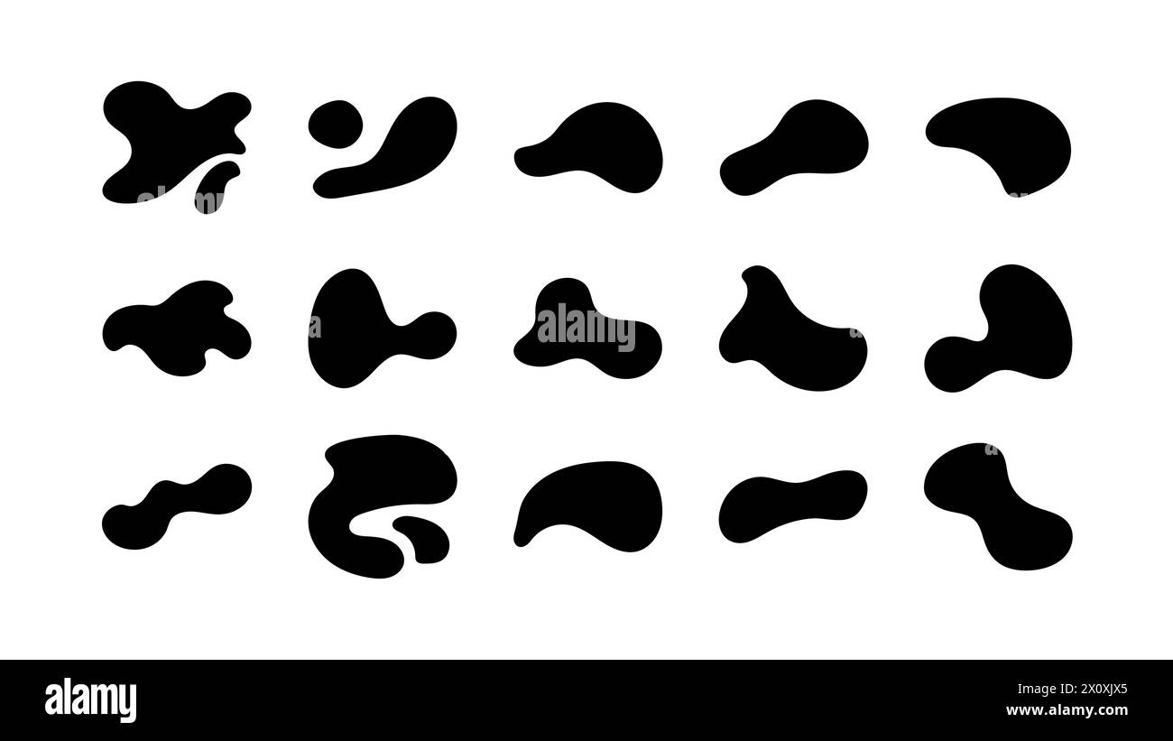 Abstract organic black fluid blobs irregular shapes set of collection for speech bubbles. Liquid ...
