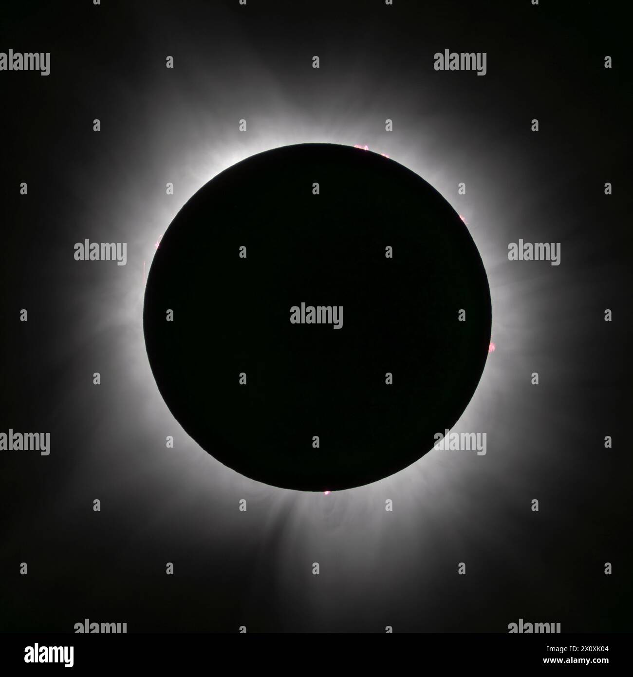 Totality during the solar eclipse on April 8, 2024, with solar ...