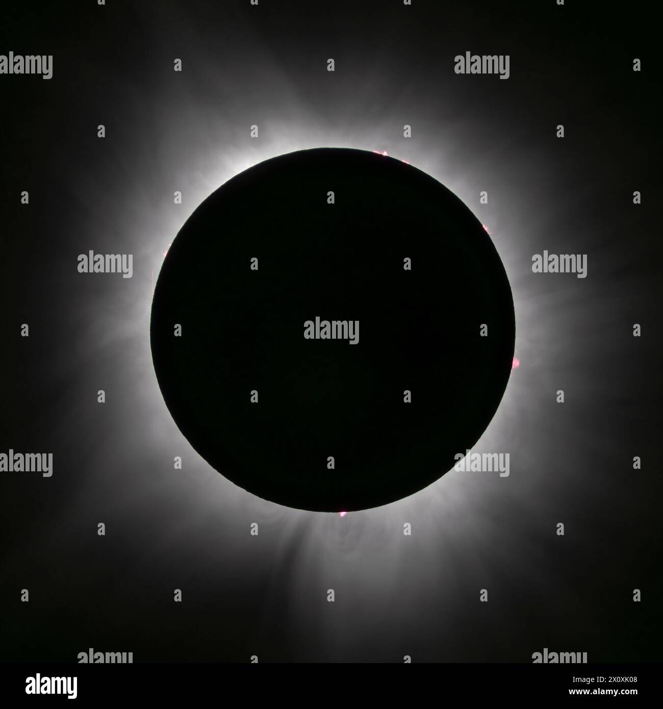 Totality during the solar eclipse on April 8, 2024, with solar ...