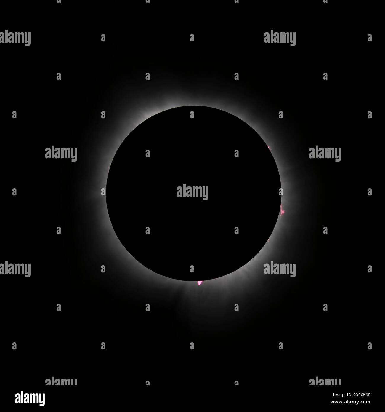 Totality during the solar eclipse on April 8, 2024, with solar ...
