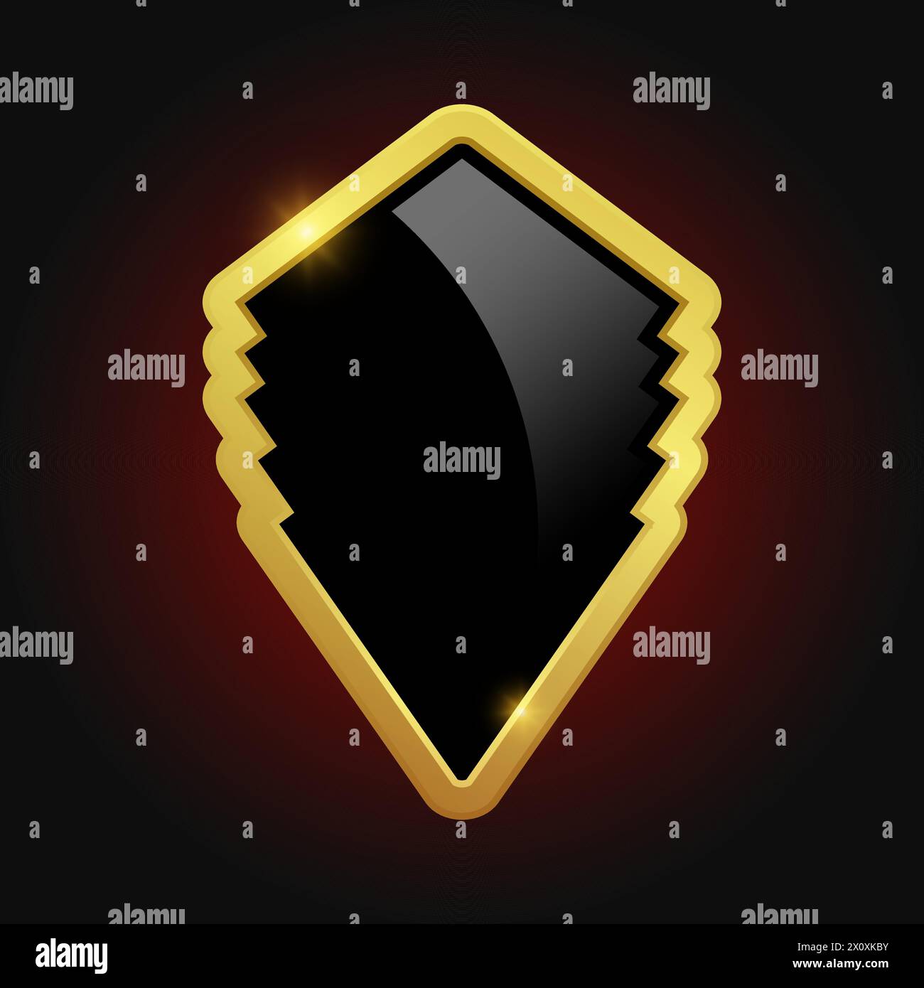 VIP luxury logo design element. Black shield with glossy bright golden ...