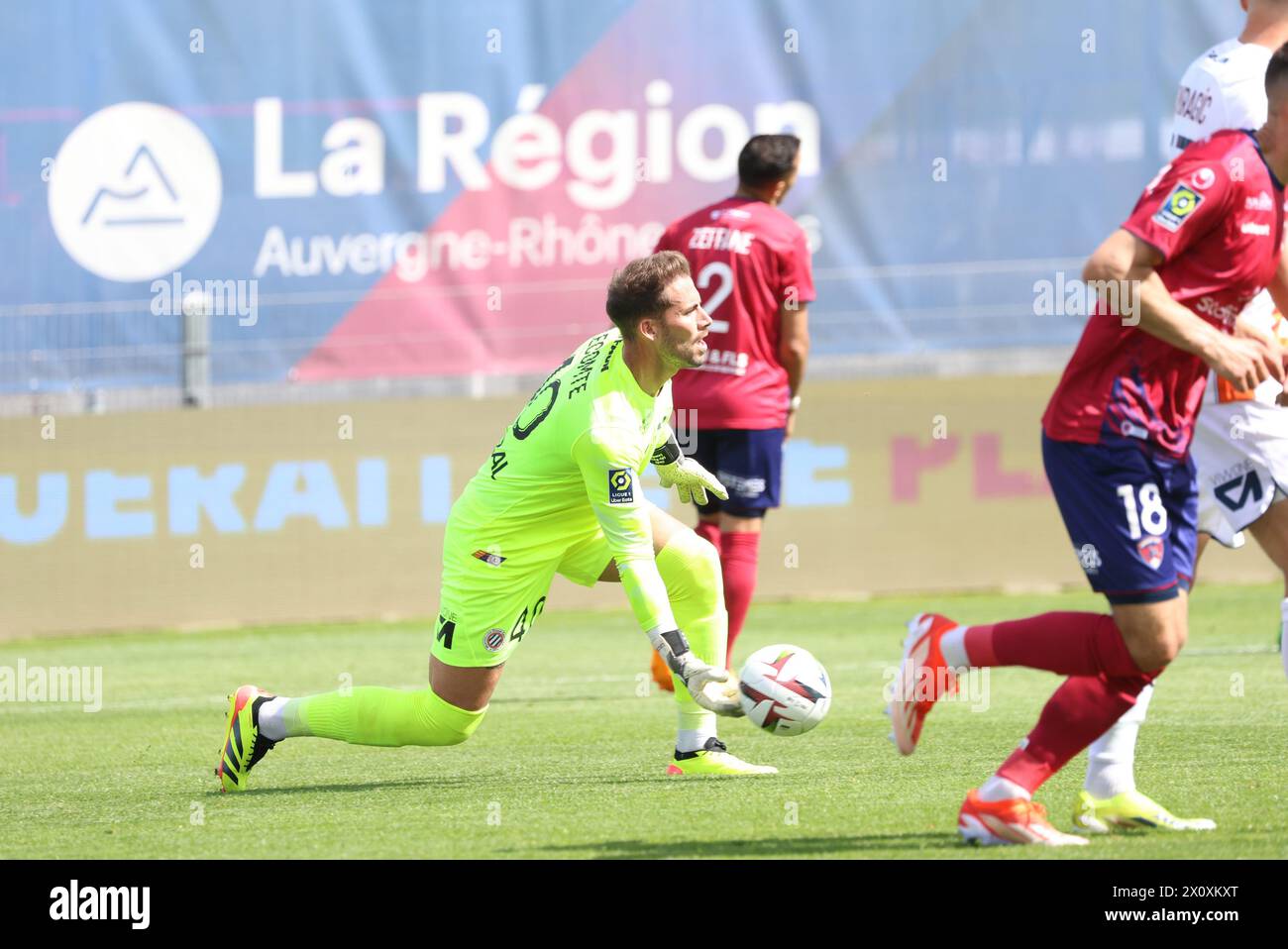 Thierry LARRET/MAXPPP. Football. Ligue 1 Uber Eats. Clermont Foot 63 vs Montpellier Herault ...