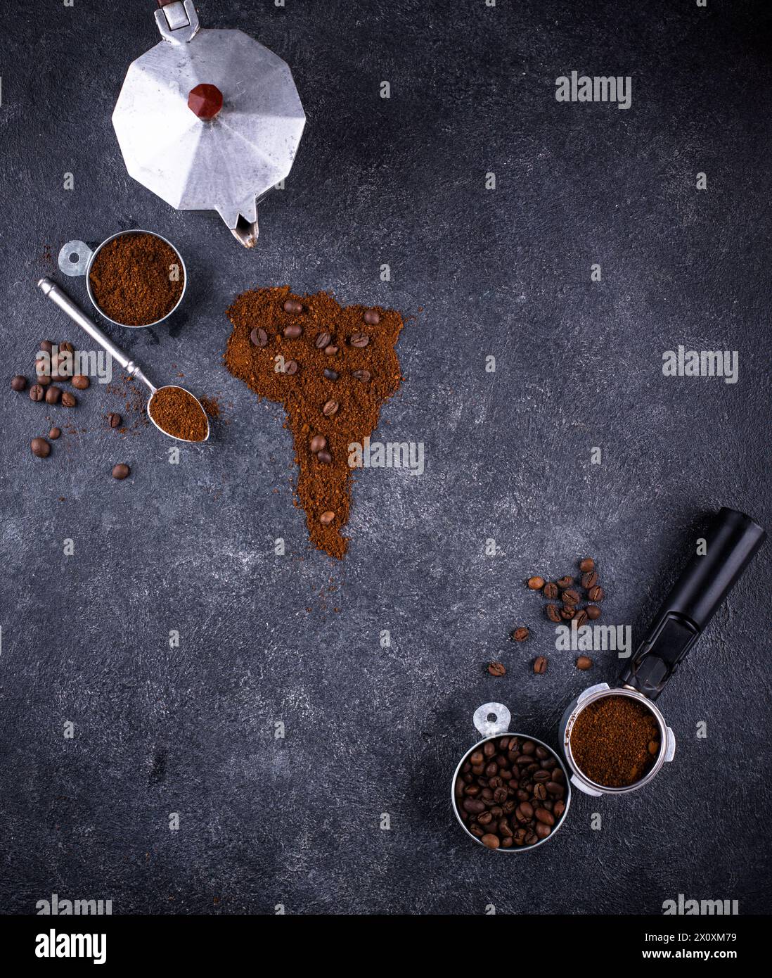 Grounded coffee and beans from South America Stock Photo - Alamy