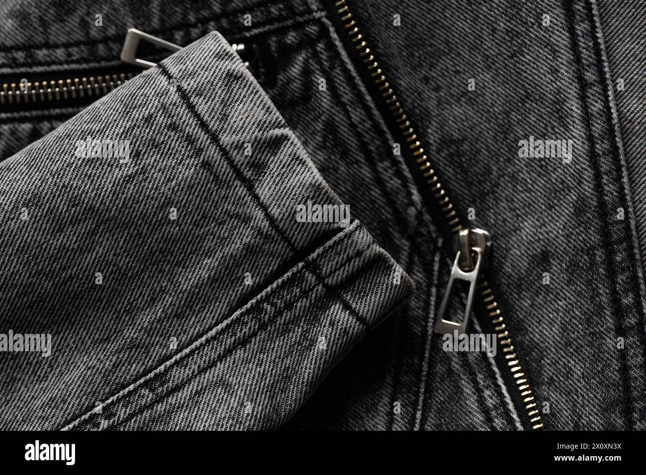 Denim texture pattern jacket with zipper background. Fashion, style and ...