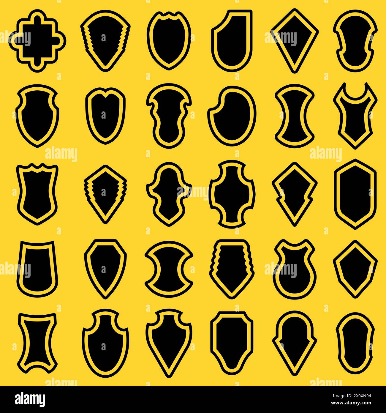 Set of black heraldic shield icon. Vector illustration Stock Vector ...