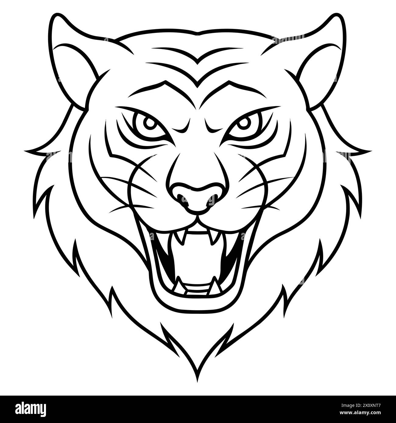Illustration growling tiger nature animal hi-res stock photography and ...