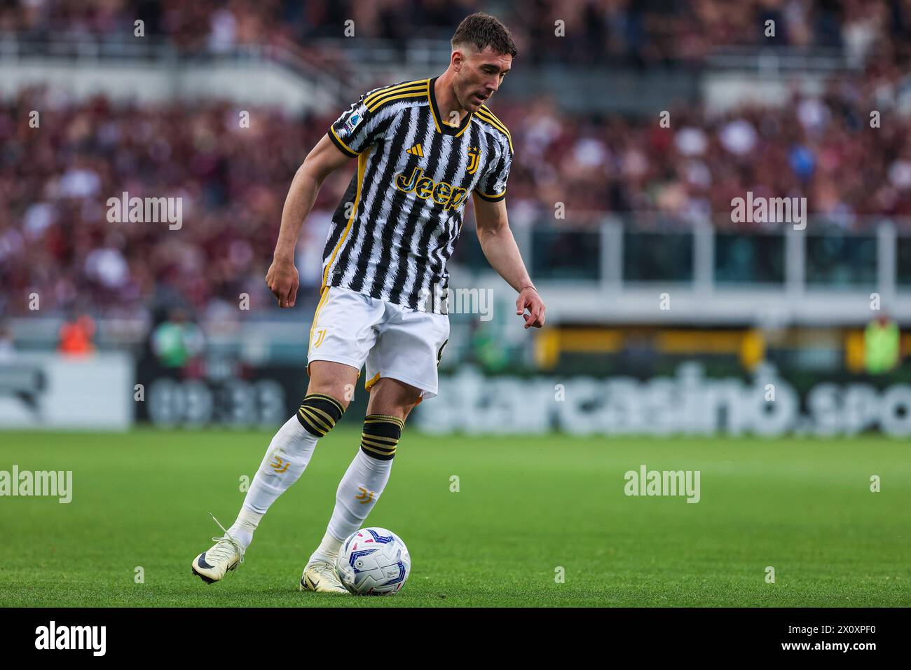 Dusan Vlahovic of Juventus FC seen in action during the Serie A 2023/24 ...