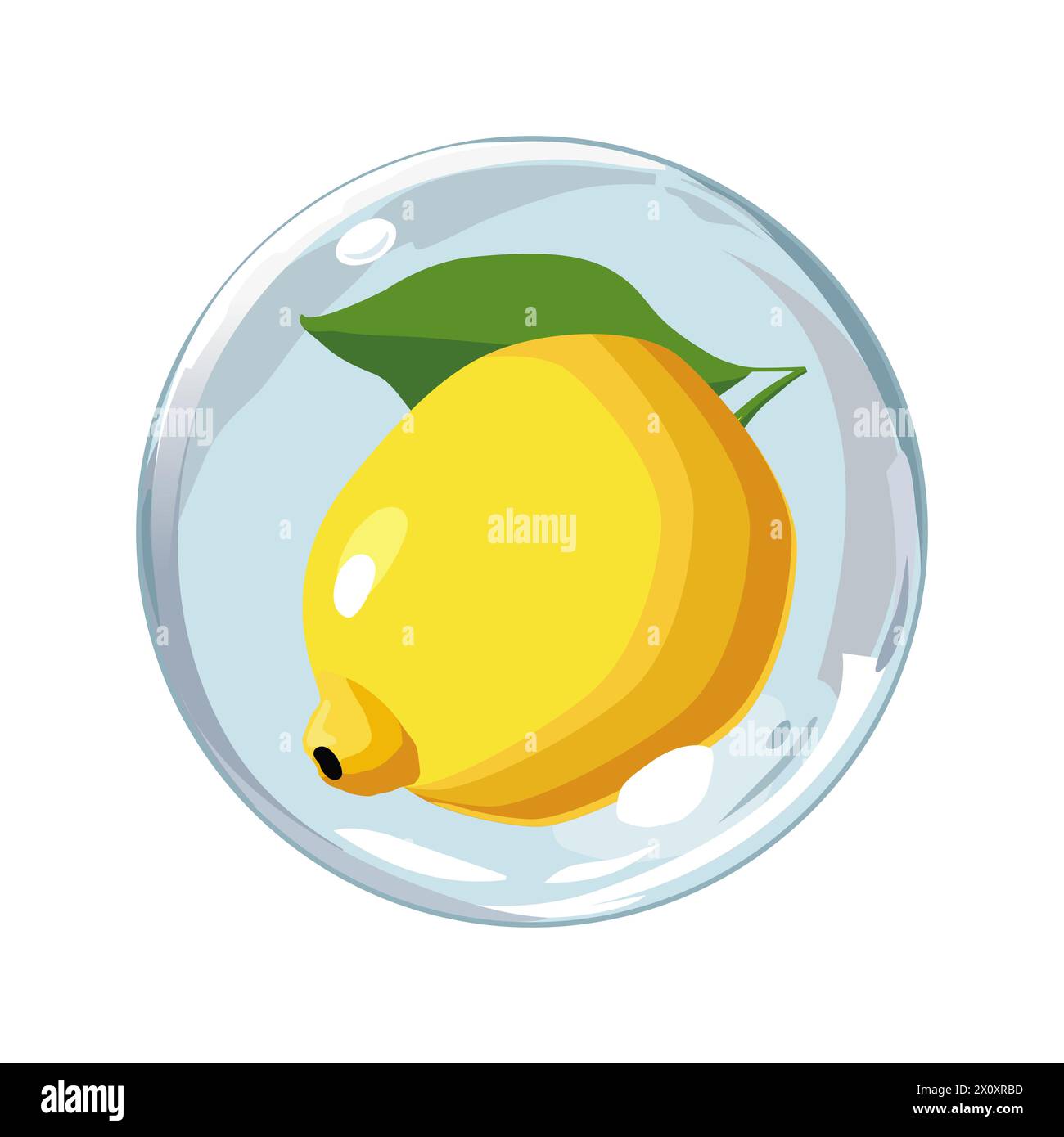 Healthy yellow lemon in air bubble. Isolated vector illustration on ...