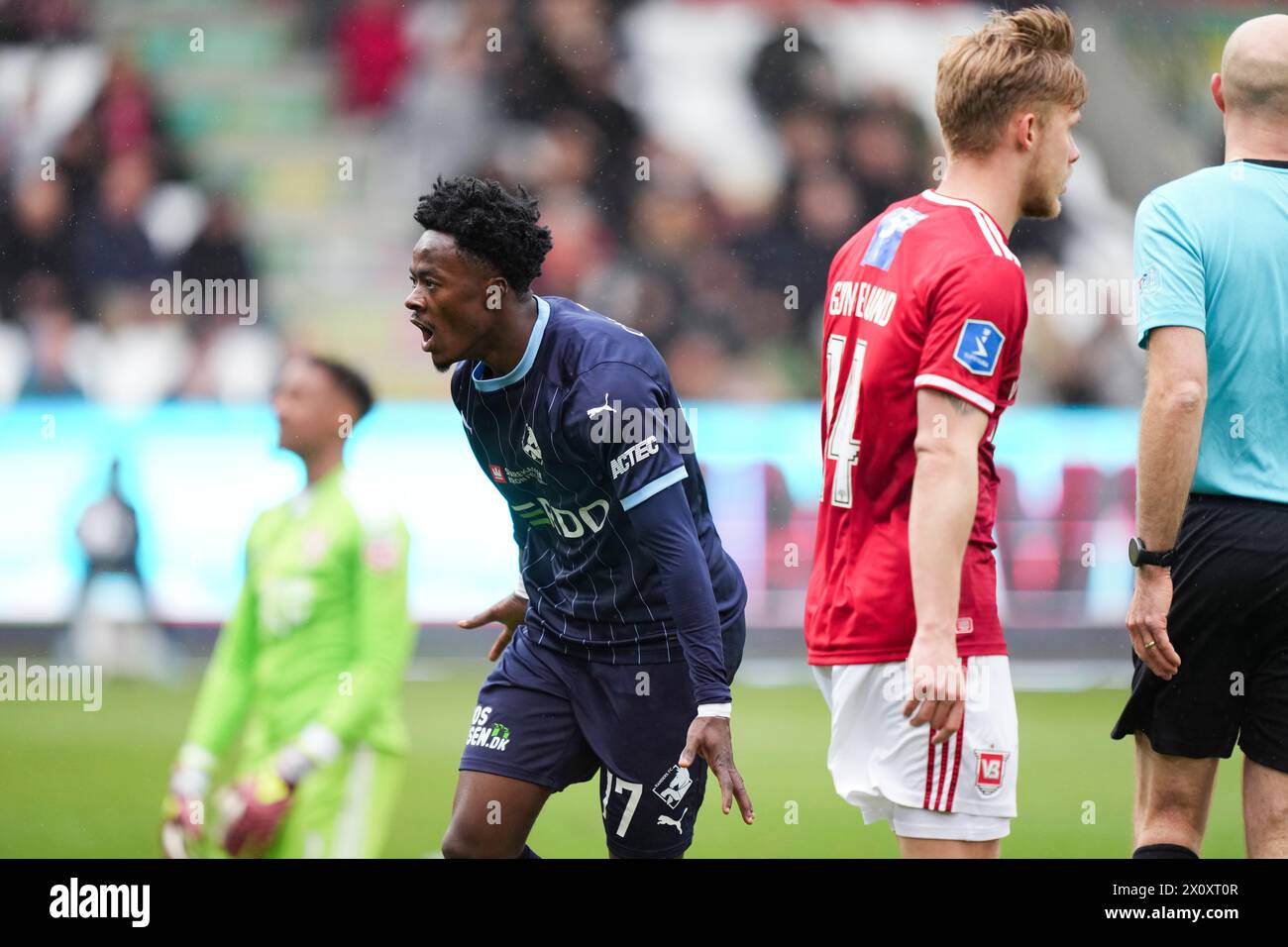 Muhammed Fuseini (Randers 77) celebrates his scoring during the ...