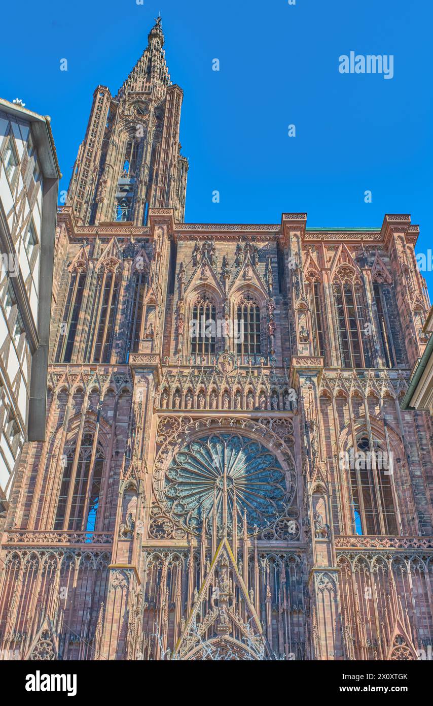 Strasbourg, France, the main facade of the gotic Cathedral of Our Lady ...