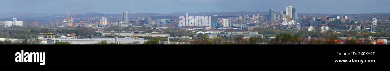 A panoramic view of Leeds City Centre Skyline taken from a distance of ...