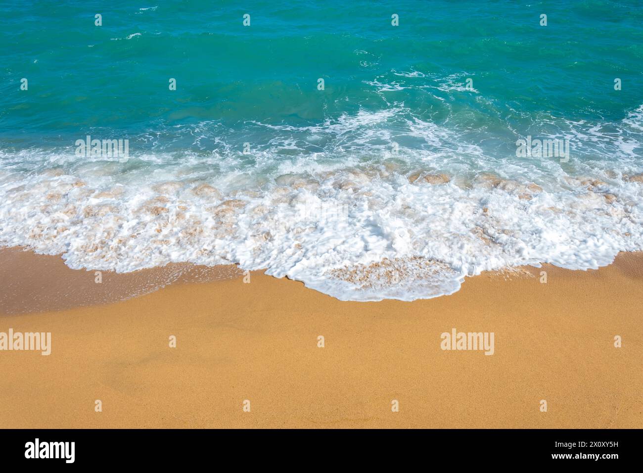 A frothy blue ocean wave on a clean sandy sea beach Stock Photo - Alamy