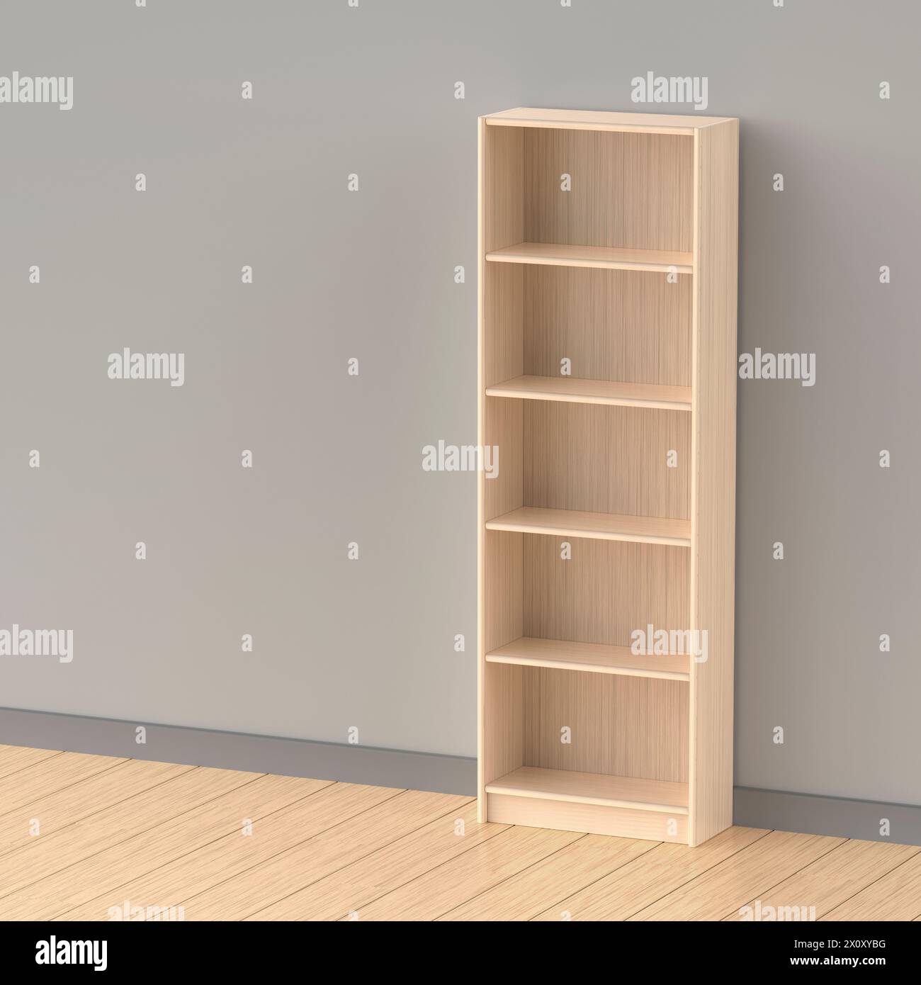 Empty wooden bookcase in the room Stock Photo - Alamy