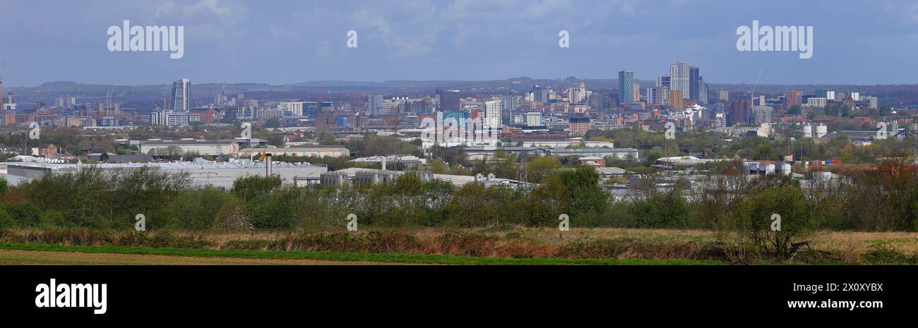A panoramic view of Leeds City Centre Skyline taken from a distance of ...