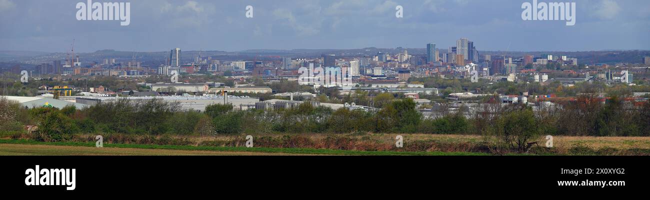 A panoramic view of Leeds City Centre Skyline taken from a distance of ...