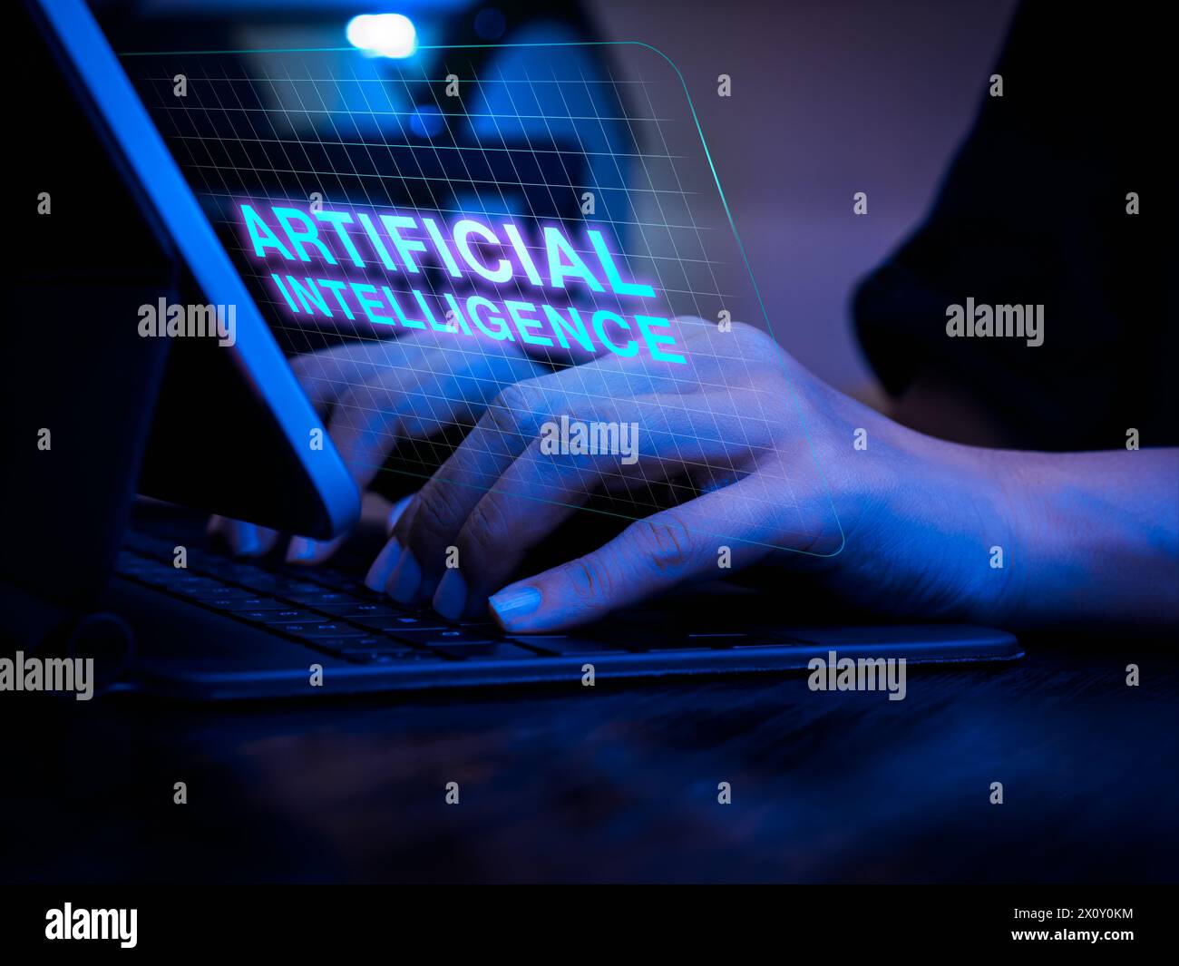 AI generated tools website, futuristic technology. Text "Artificial ...