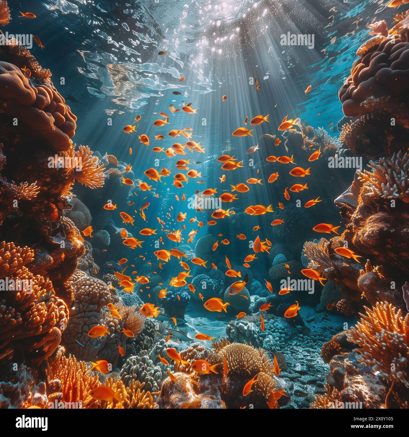 underwater coral reef landscape super wide banner background in the ...