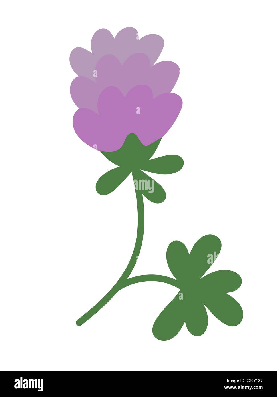 Flower clover. Purple Trefoil illustration. Flat doodle simple plant ...