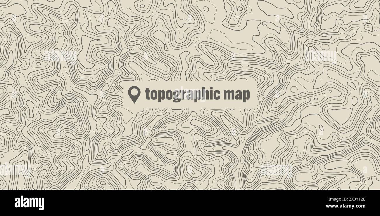Topographic map with contour lines. Geographic terrain grid, relief ...