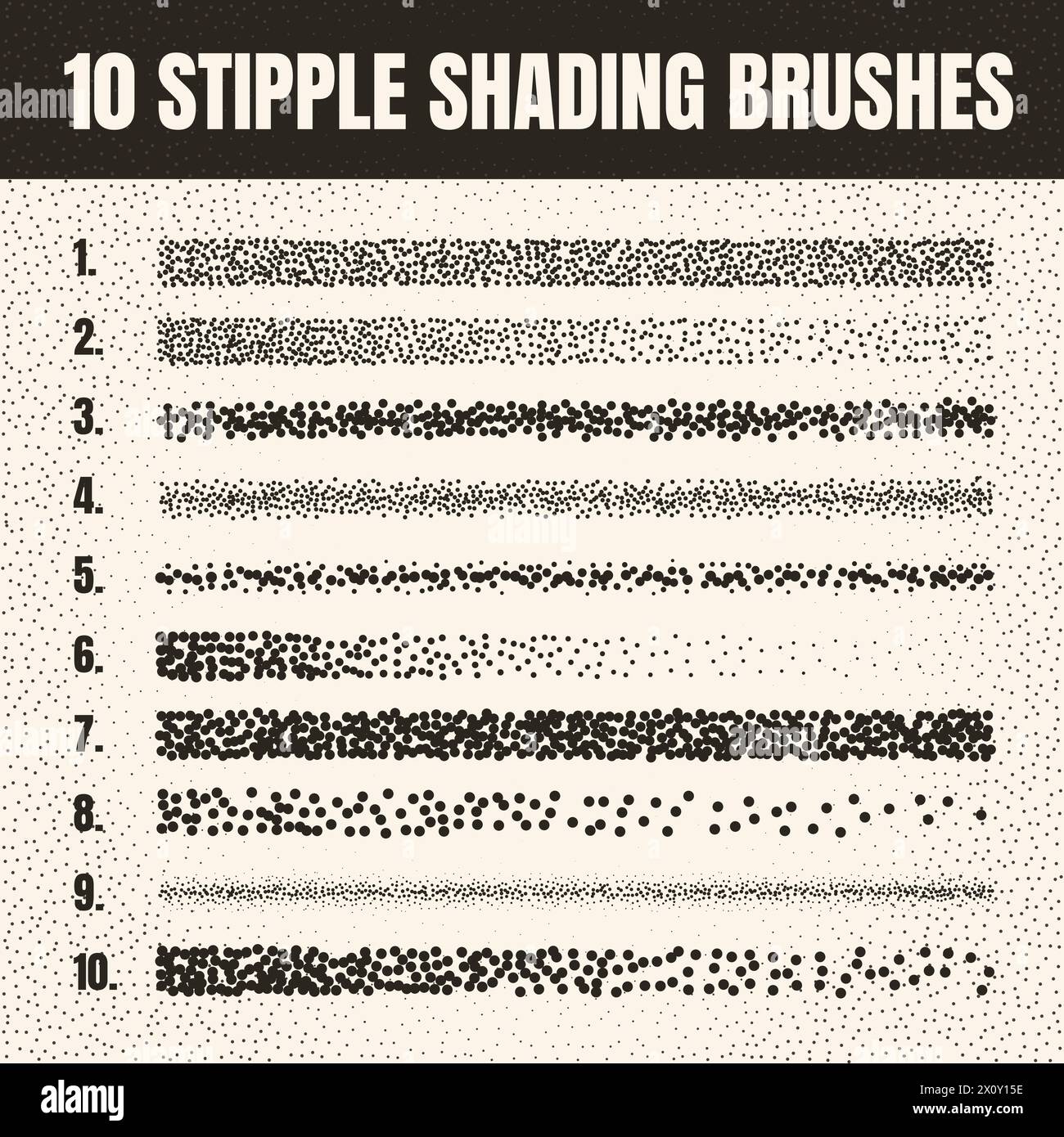 Stipple scatter brush, ink drawing and texturing. Fading gradient ...