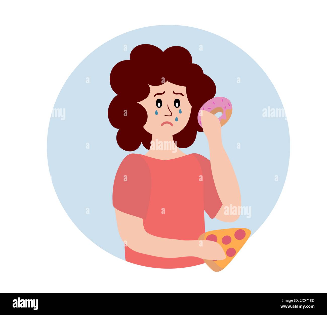 Eating disorder. Sad woman worried about being overweight. Overeating ...