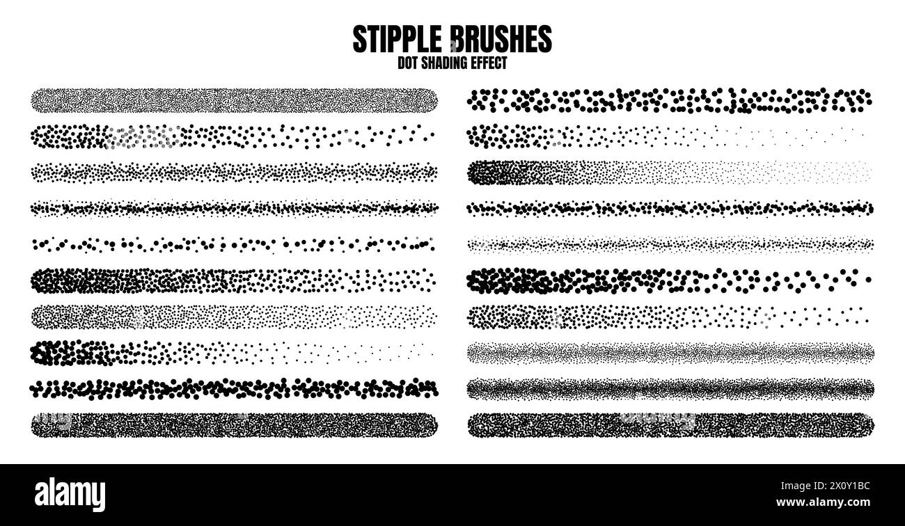 Stipple scatter brush, ink drawing and texturing. Fading gradient ...