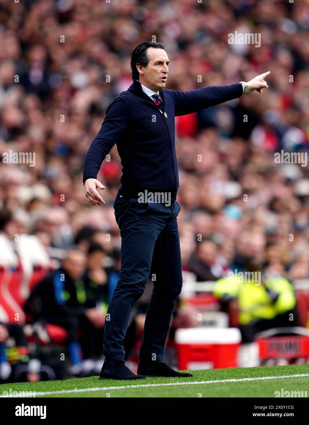Aston Villa manager Unai Emery gestures on the touchline during the ...