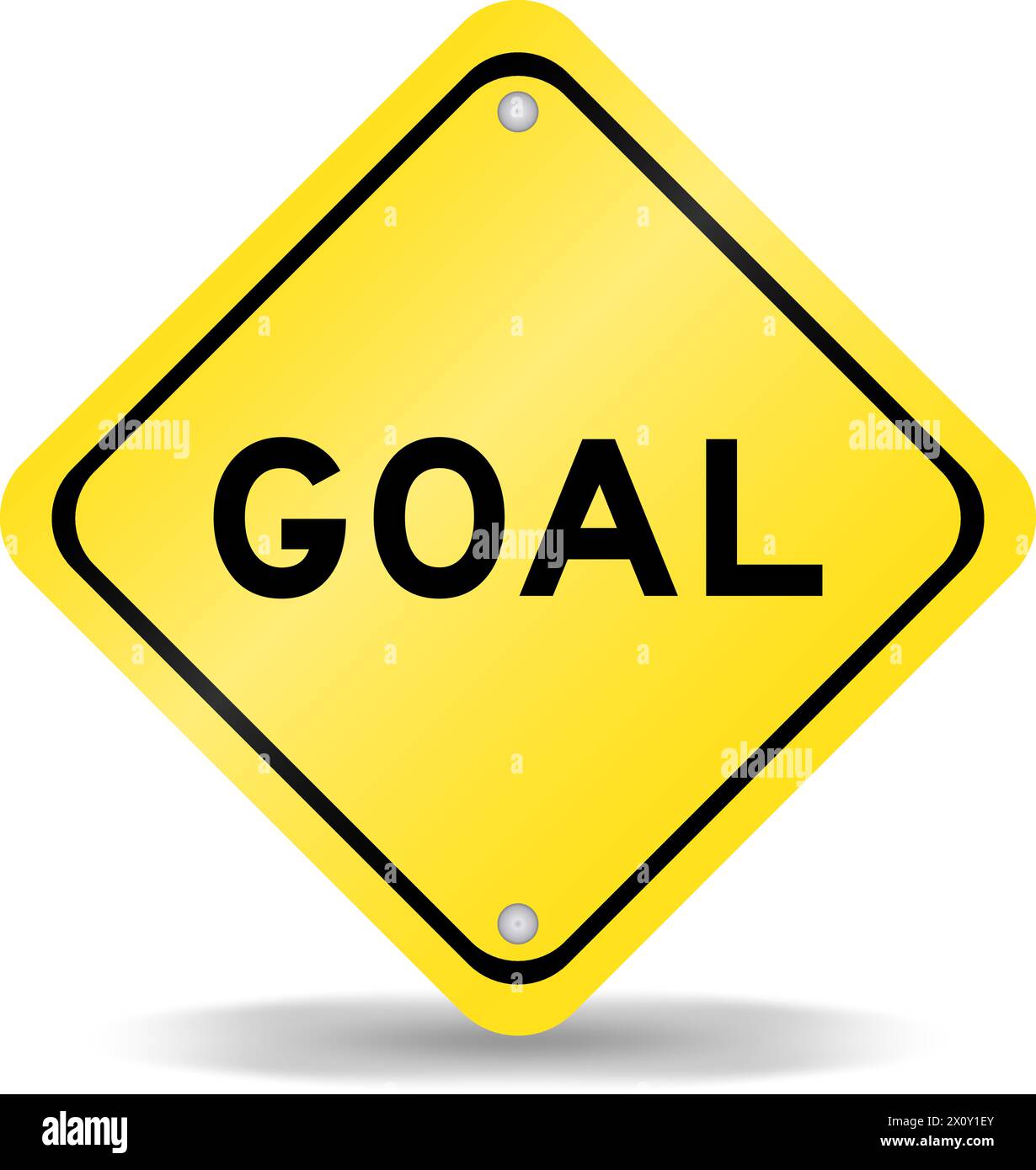Yellow color transportation sign with word goal on white background ...