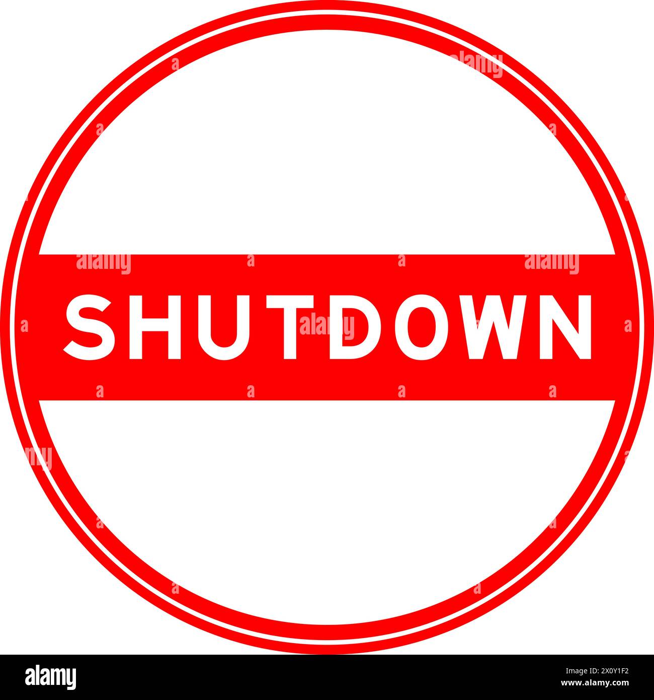Red color round seal sticker in word shutdown on white background Stock ...