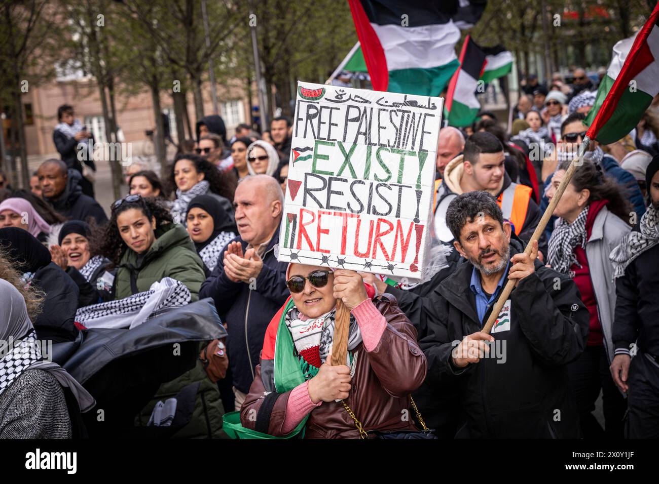 Denmark. 14th Apr, 2024. Pro-Palestinian demonstration in Copenhagen on ...