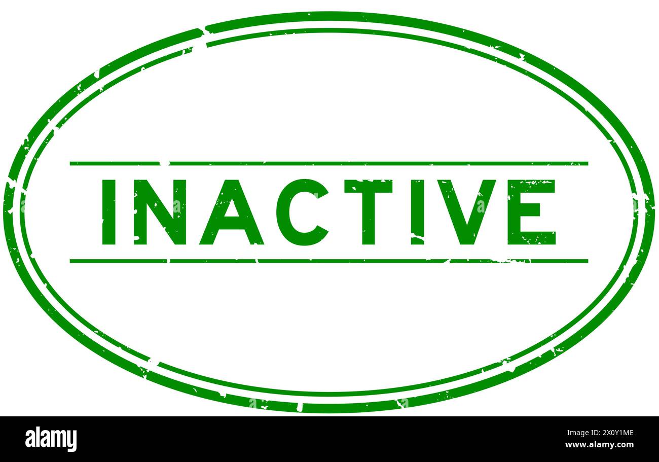 Grunge green inactive word oval rubber seal stamp on white background ...