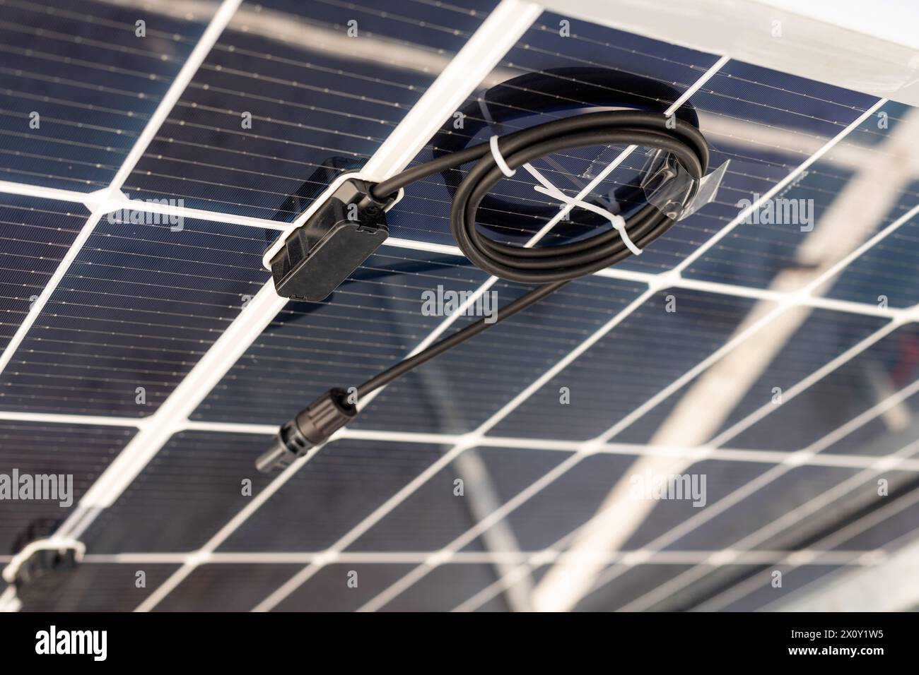 Wire of solar photo voltaic panel system modules Stock Photo - Alamy