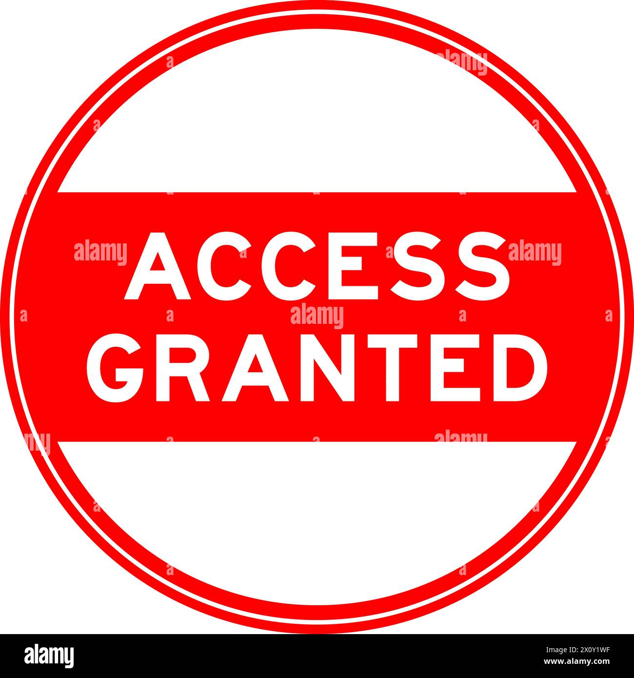 Red color round seal sticker in word access granted on white background ...