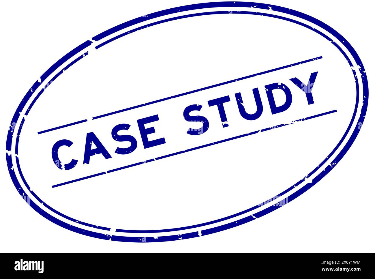 Grunge blue case study word oval rubber seal stamp on white background ...