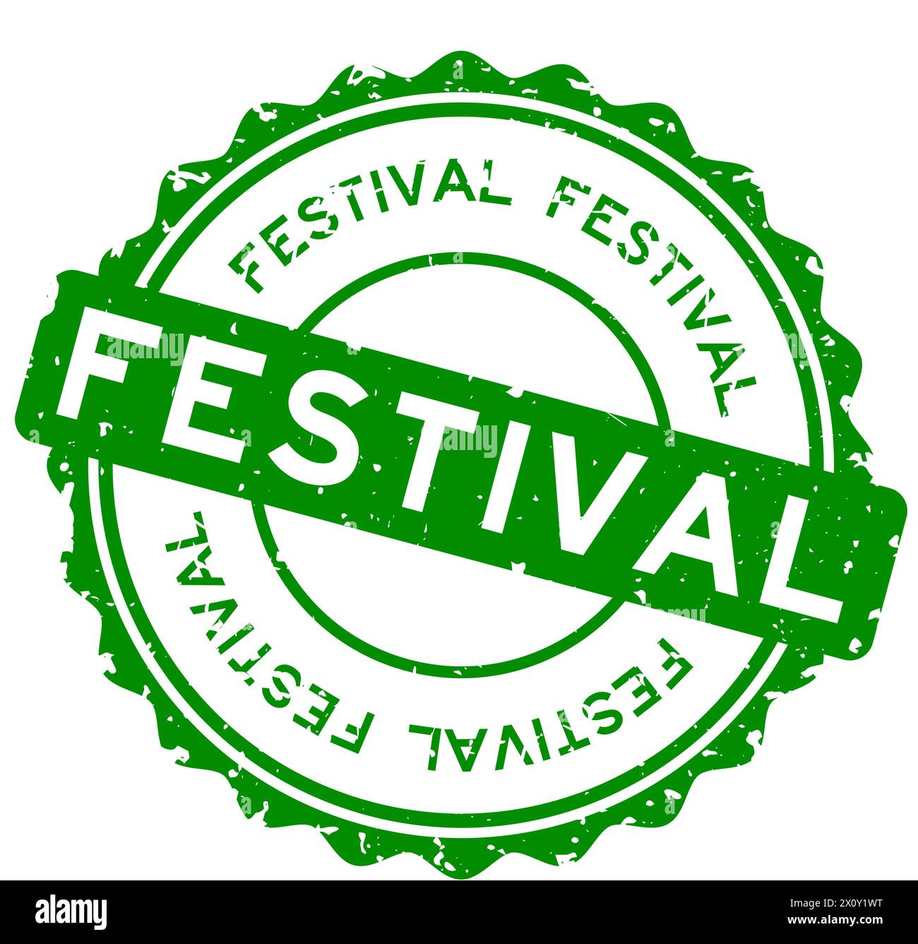 Grunge green festival word round rubber seal stamp on white background ...