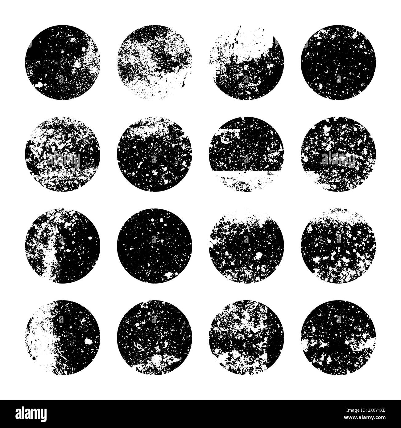 Grunge circles with stains and scratches. Circle brush stroke, round ...
