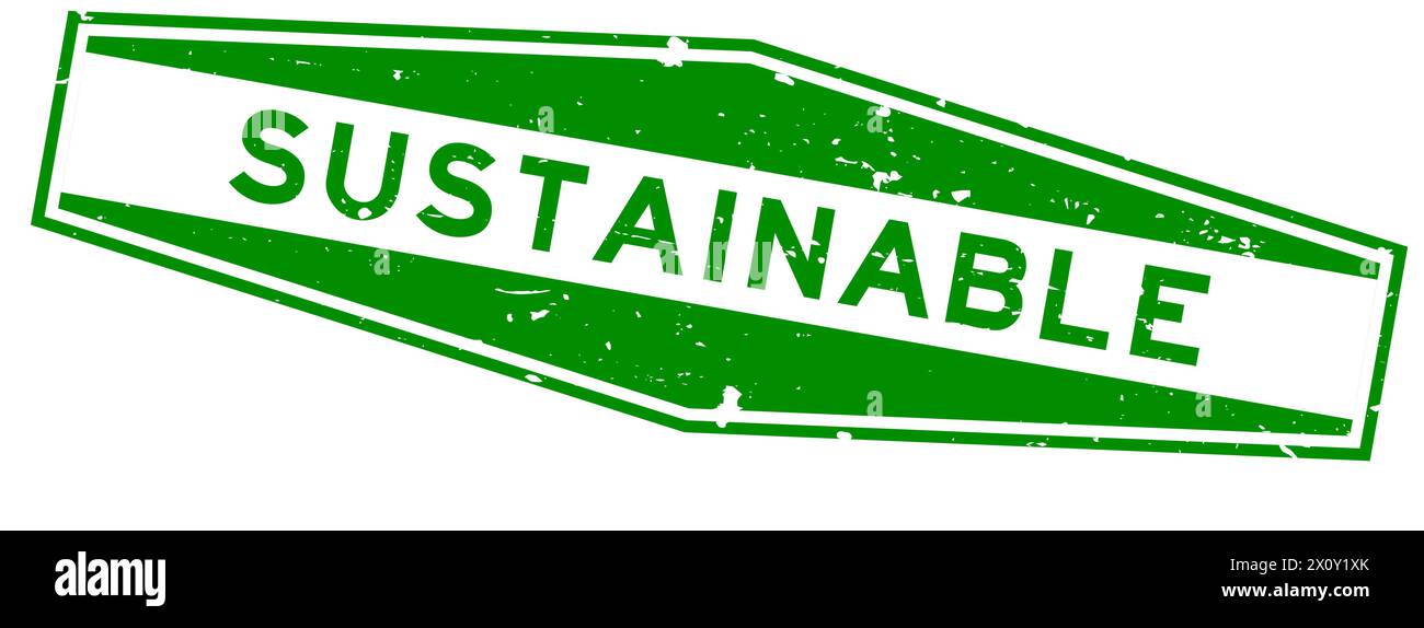 Grunge green sustainable word hexagon rubber seal stamp on white background Stock Vector Image ...