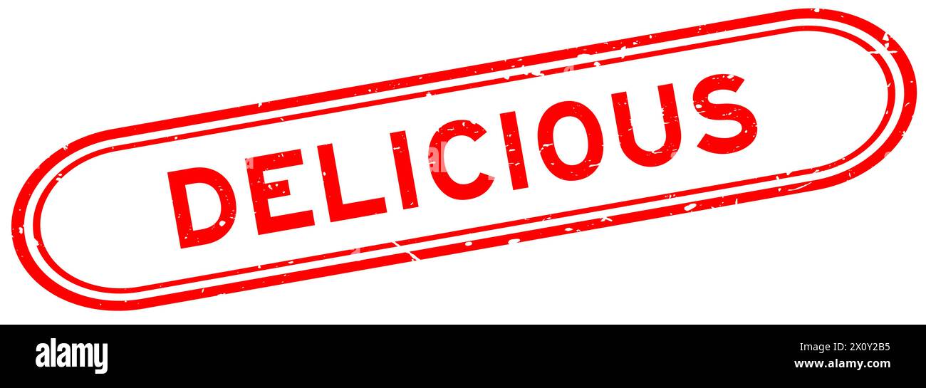 Grunge red delicious word rubber seal stamp on white background Stock ...