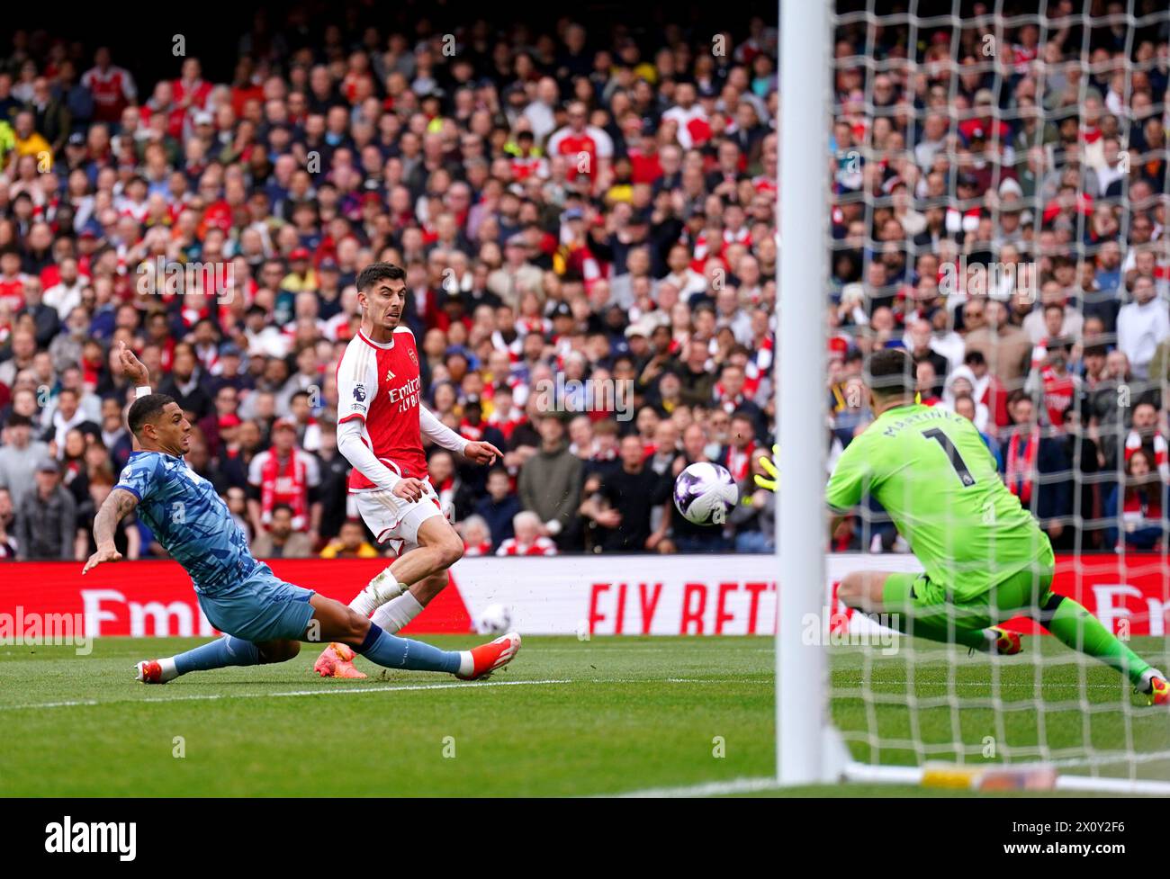 Arsenal's Kai Havertz has a shot on goal during the Premier League ...