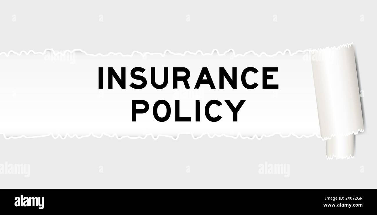 Ripped gray paper background that have word insurance policy under torn ...