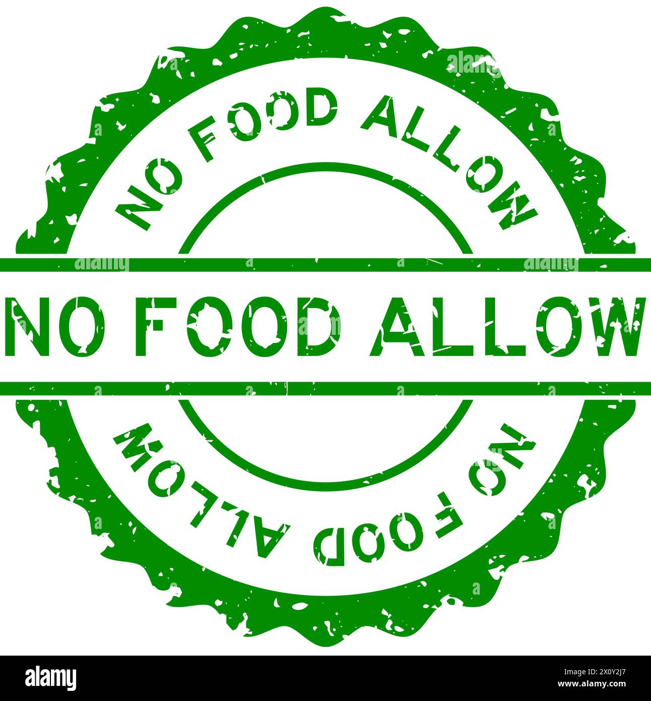 Grunge green no food allow word round rubber seal stamp on white ...